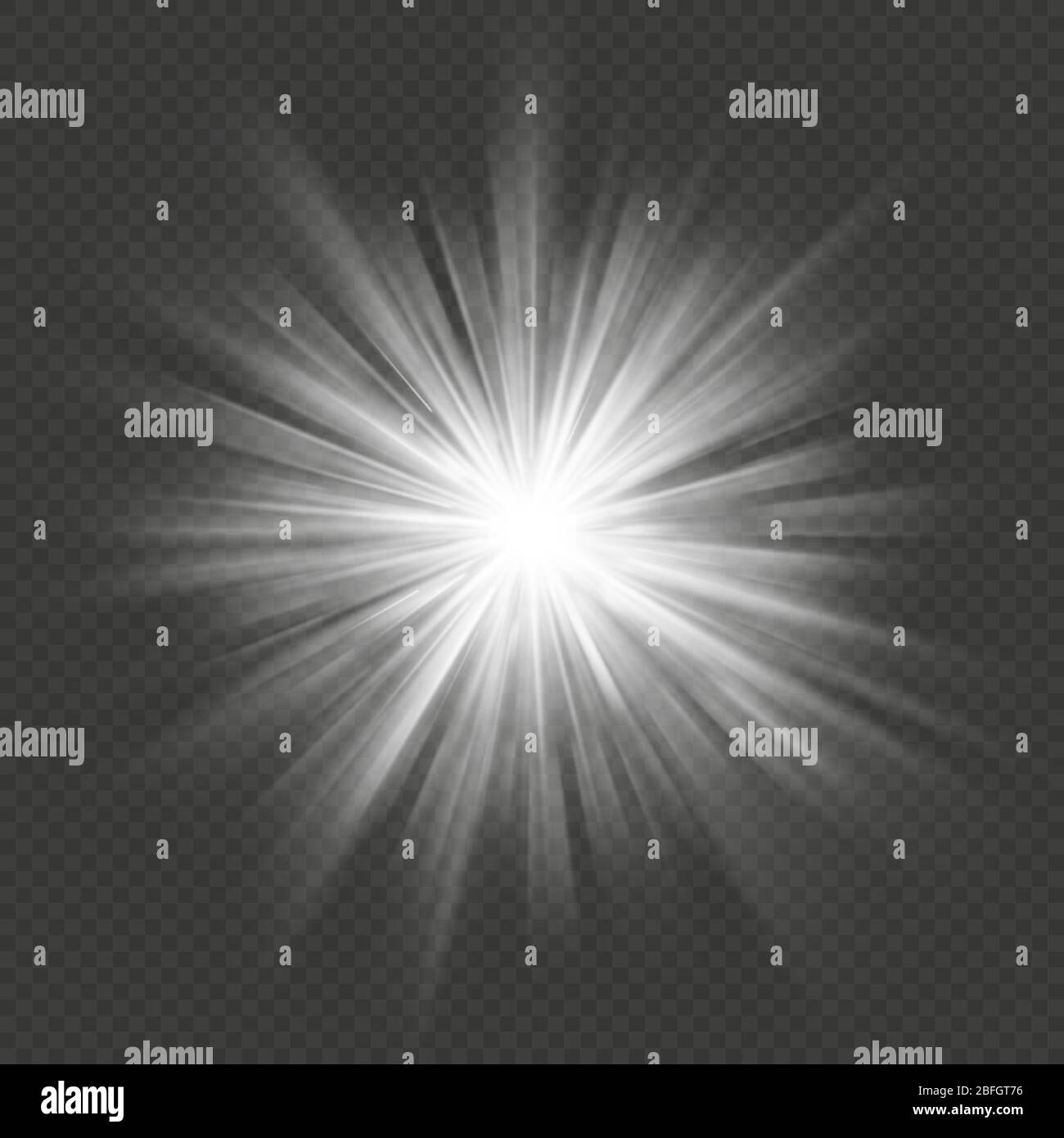 White glow star burst flare explosion transparent light effect. EPS 10 ...