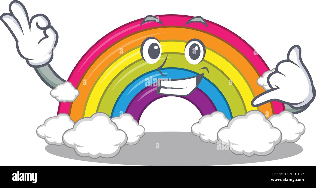 Cartoon design of rainbow with call me funny gesture Stock Vector Image ...