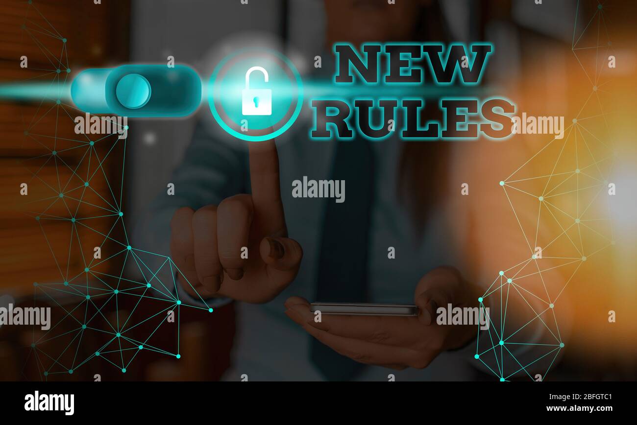 Text sign showing New Rules. Business photo showcasing recently one of ... Text sign showing New Rules. Business photo showcasing recently one of ...