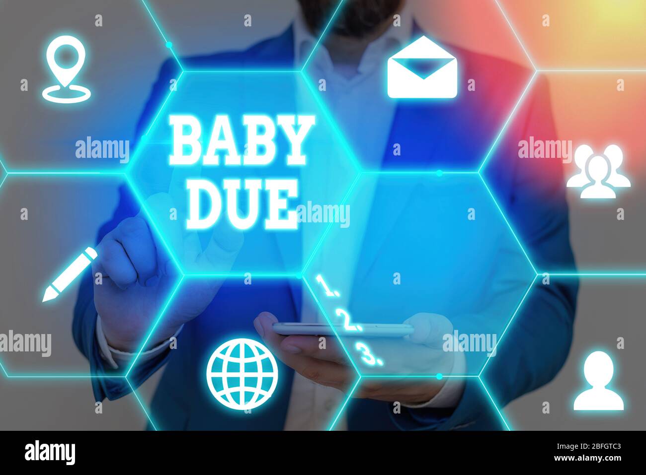 Text sign showing Baby Due. Business photo showcasing about to born ...