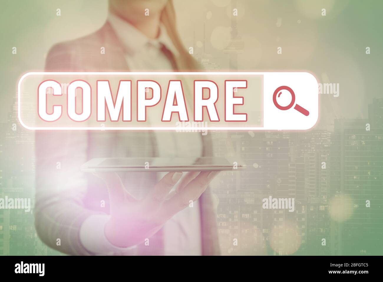 Conceptual hand writing showing Compare. Concept meaning Estimate ...