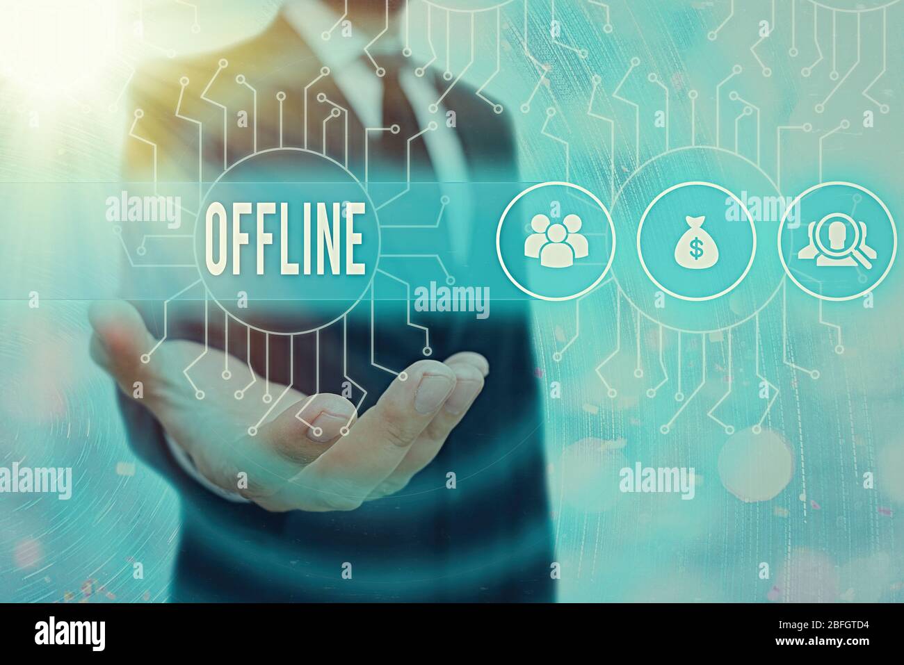 Conceptual hand writing showing Offline. Concept meaning Not having ...
