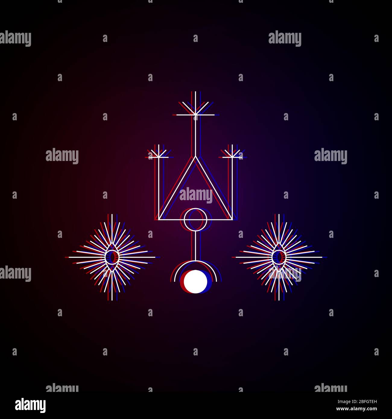 Sacred geometry symmetrical drawings with glitch effect. Mysterious ...