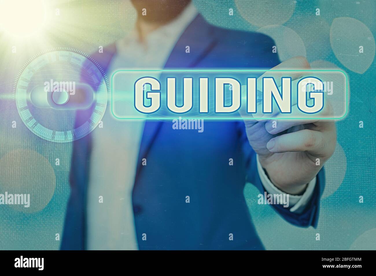 Word writing text Guiding. Business photo showcasing to show someone ...