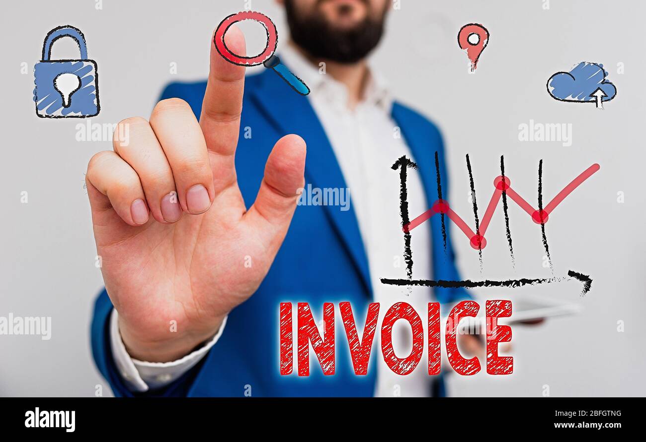 Text sign showing Invoice. Business photo showcasing List of goods sent ...