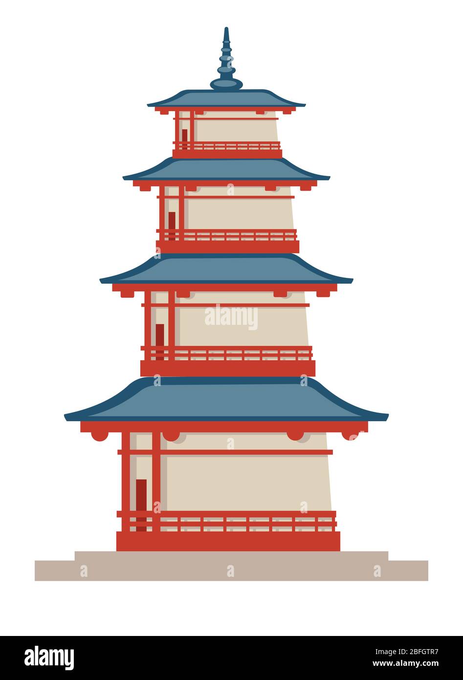 Asian country architecture, traditional construction of tower vector ...