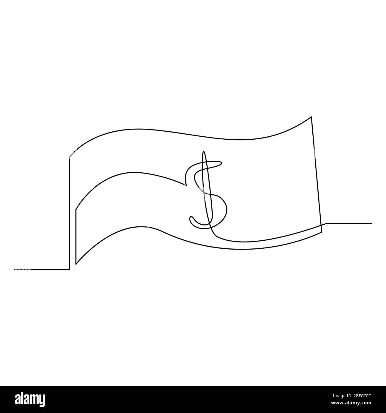 Continuous one line dollar bill. Vector stock illustration Stock Vector ...
