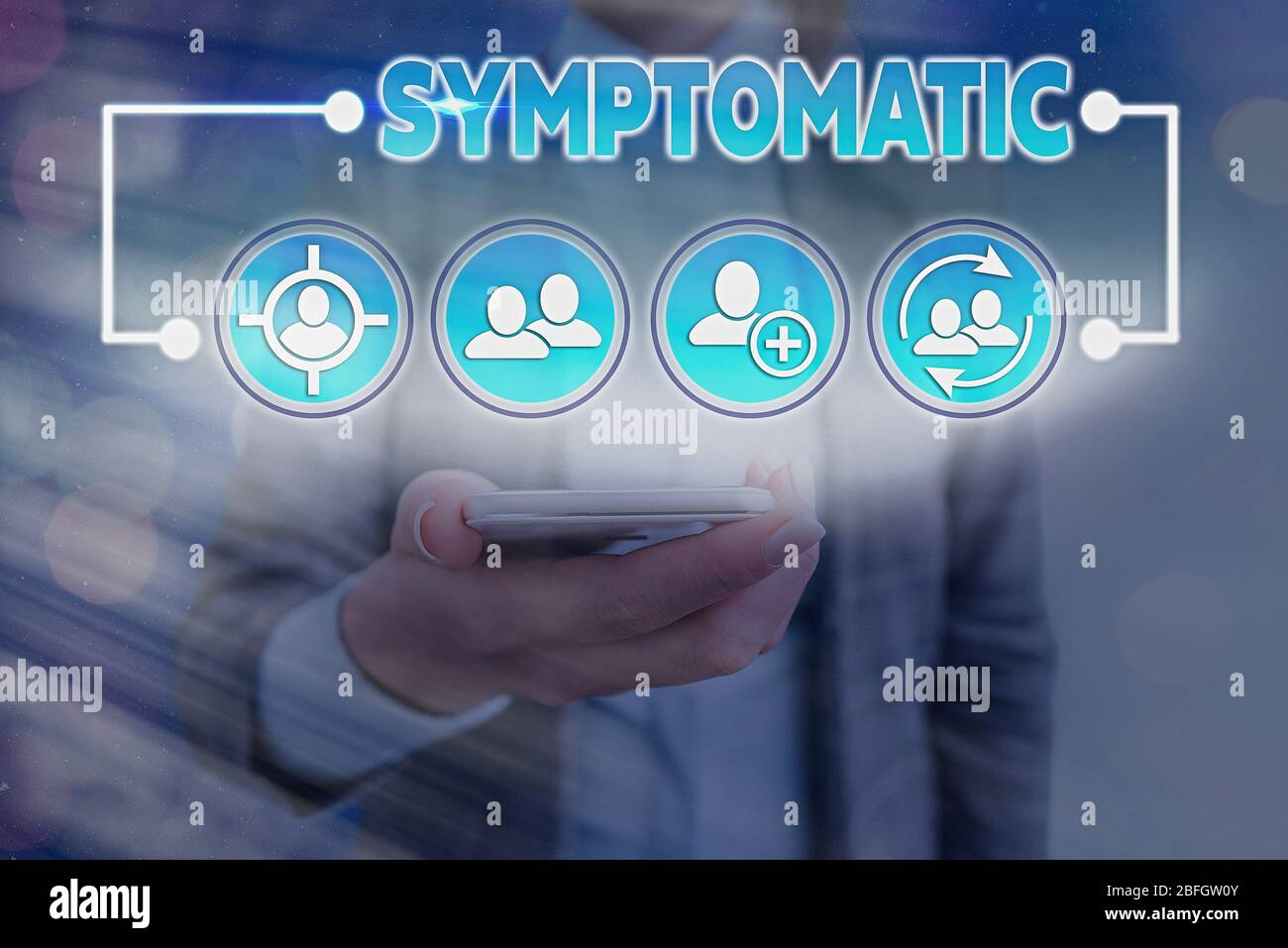 Text sign showing Symptomatic. Business photo showcasing serving as ...