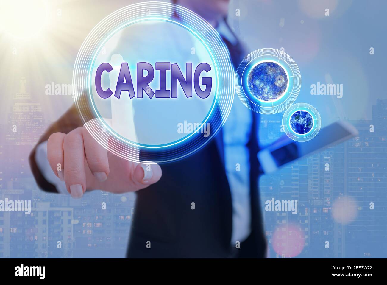 Writing note showing Caring. Business concept for practice of looking ...