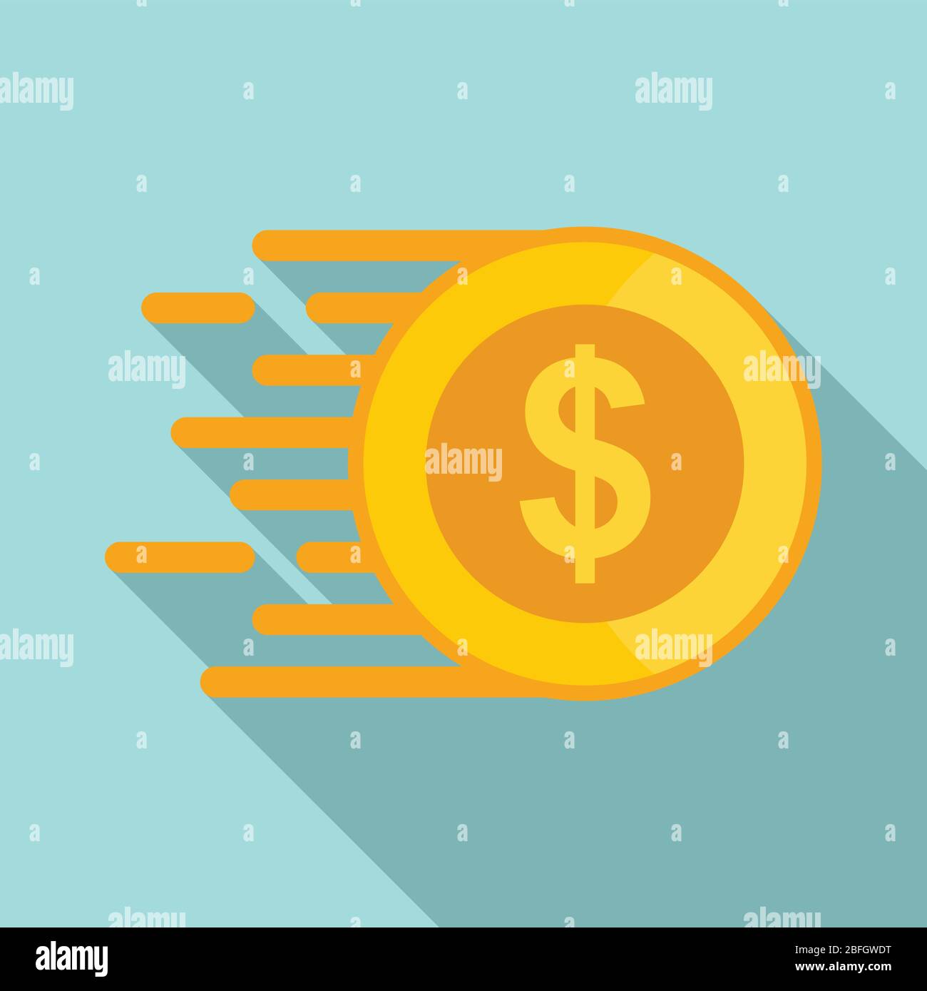 Fast coin money transfer icon. Flat illustration of fast coin money ...