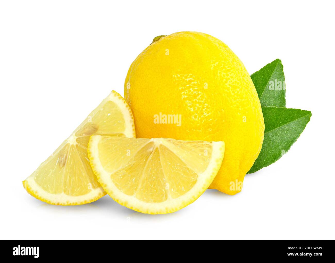 lemon fruit with leaf isolated on white background Clipping Path Stock ...