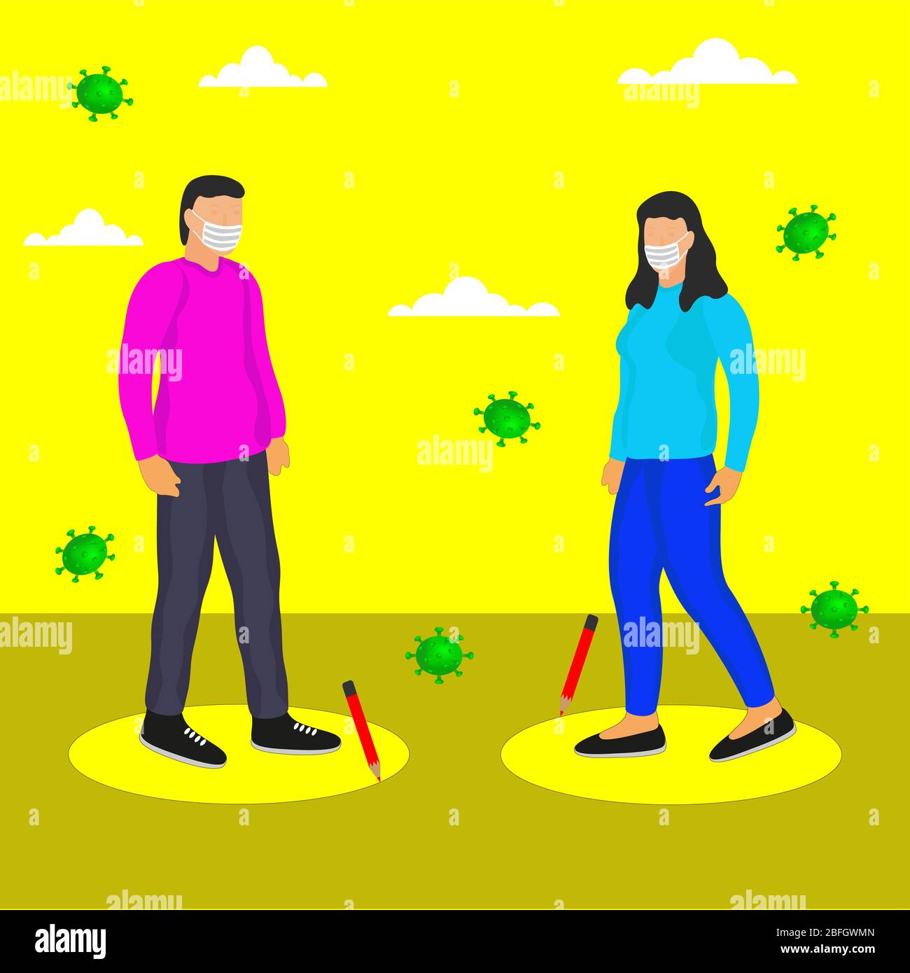 Vector illustration of social distancing Stock Vector Image & Art - Alamy