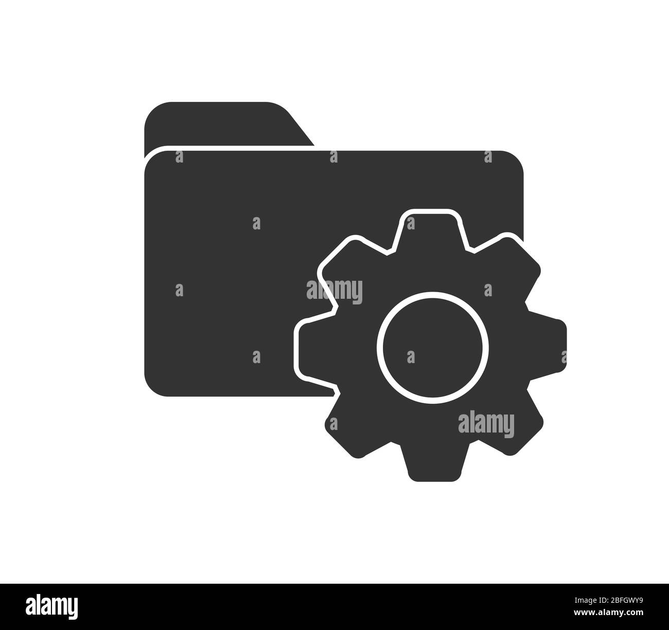Vector icon of a folder with a gear. Parameter setting symbol. Stock ...