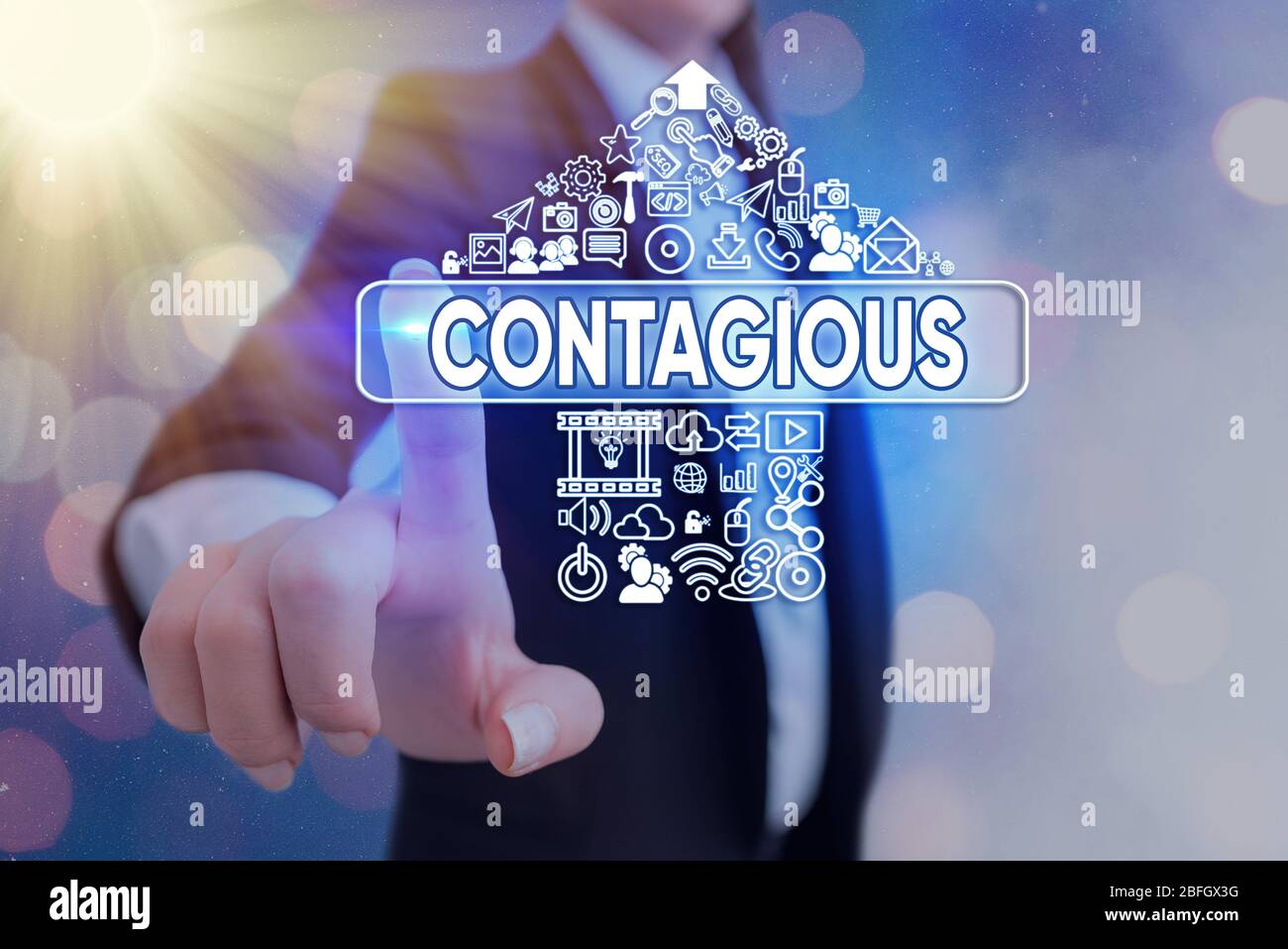 Conceptual hand writing showing Contagious. Concept meaning ...