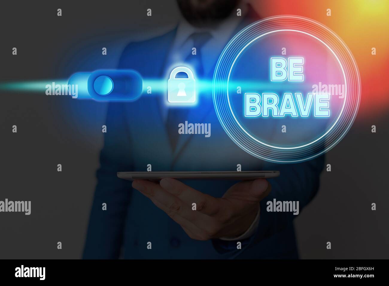 Handwriting text Be Brave. Conceptual photo ready to face and endure ...