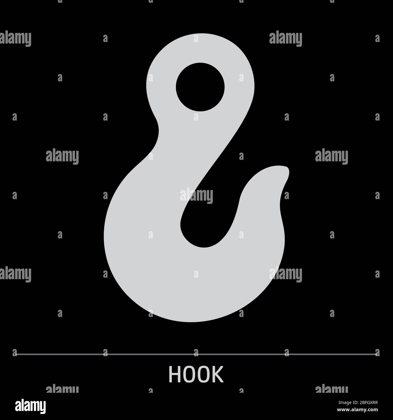 Crane hook icon illustration on gray background with label Stock Vector ...