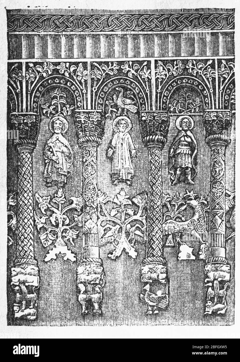 Bas reliefs of St. Demetrius Cathedral, Vladimir, illustration from ...