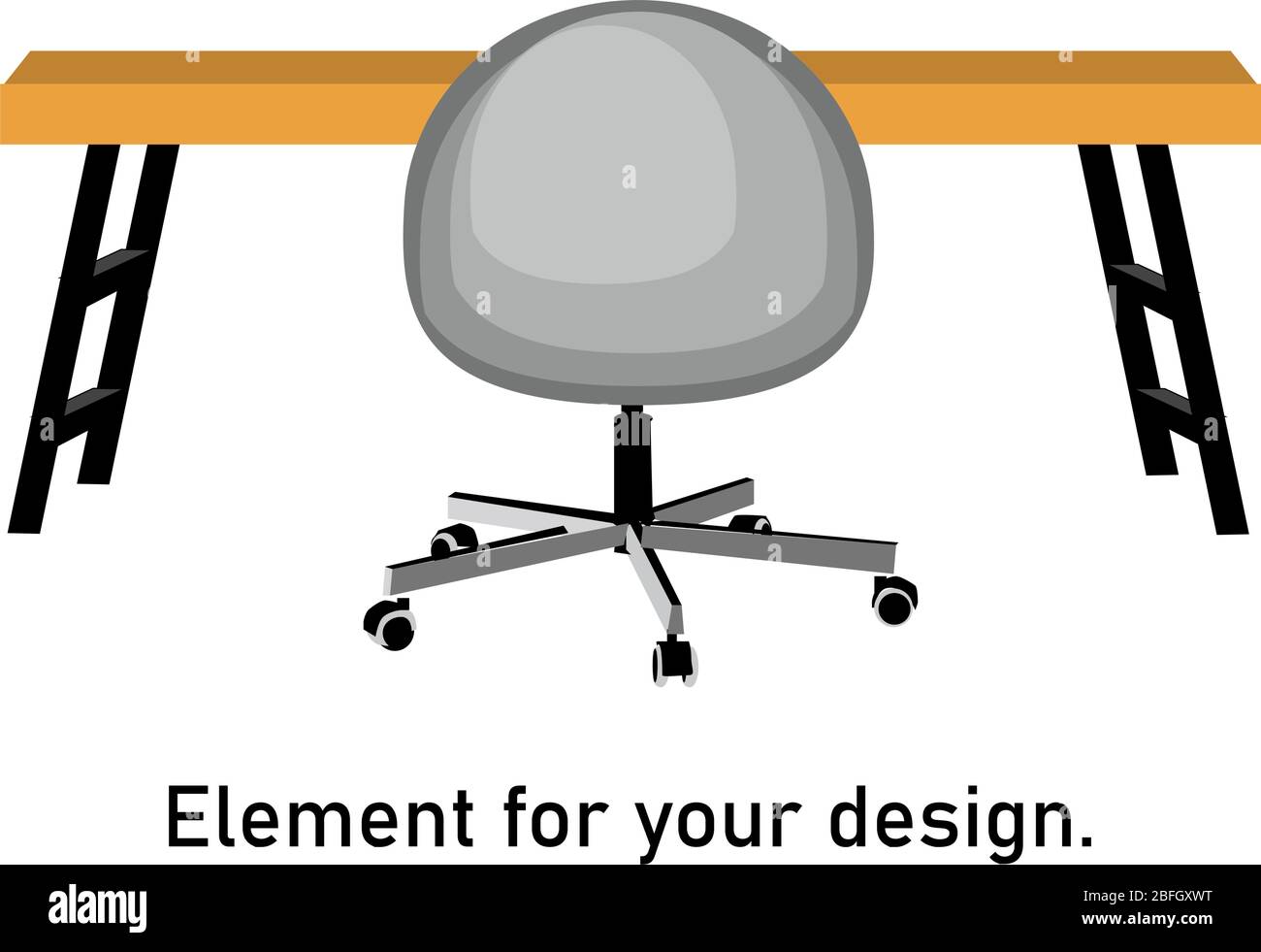 Interior items isolated on a white background. Wooden table on a metal ...