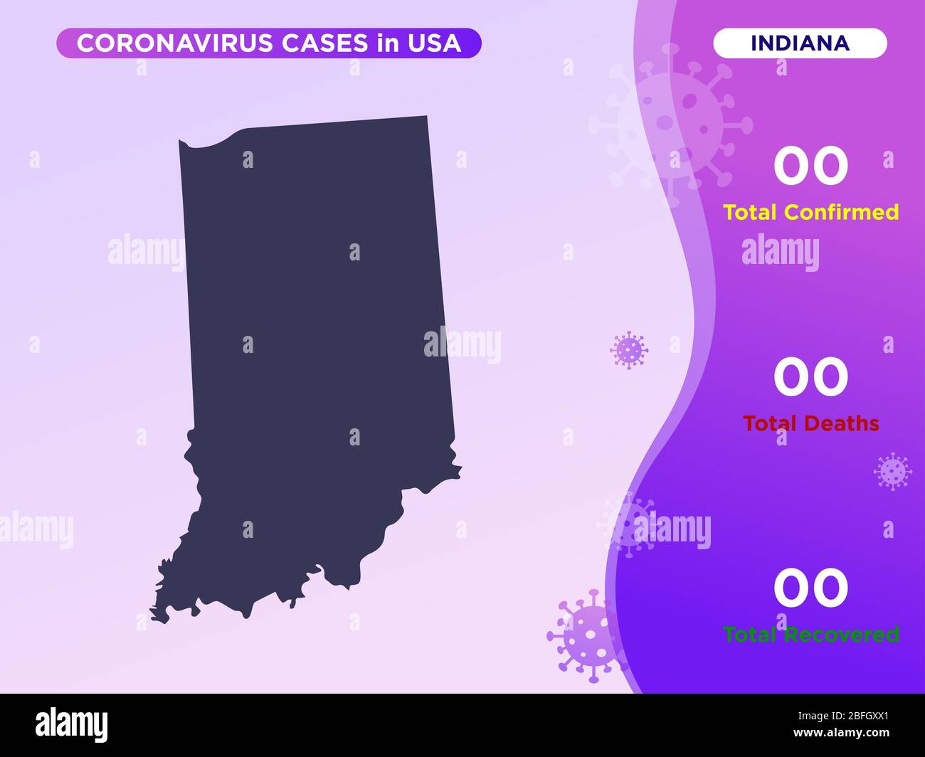 Indiana Map Covid-19, Corona Virus Infographic Vector Template Stock ...