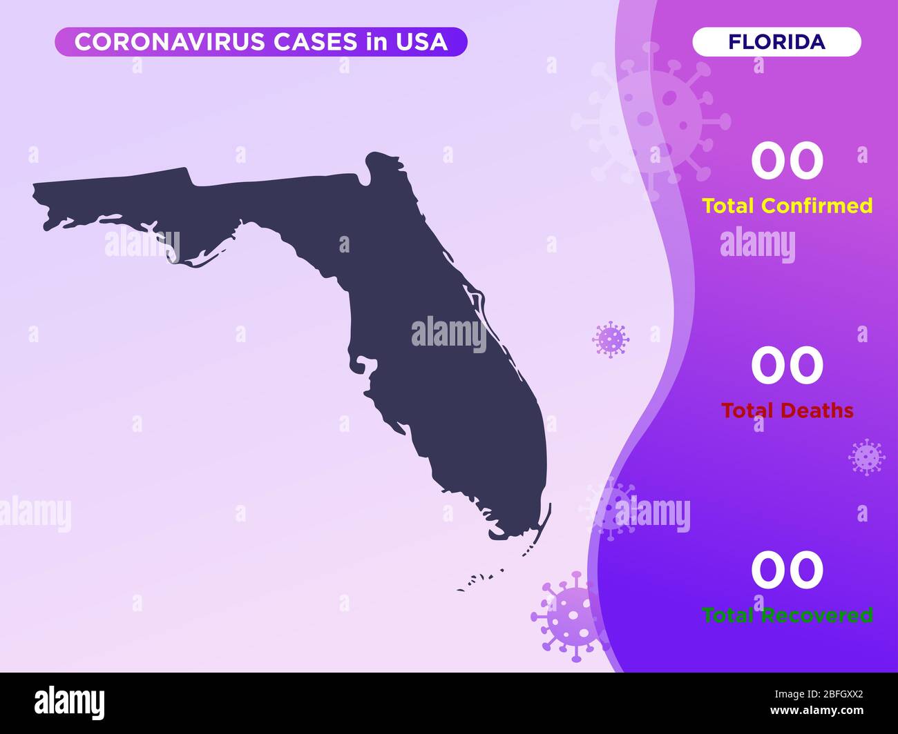 Florida Map Covid-19, Corona Virus Infographic Vector Template Stock ...