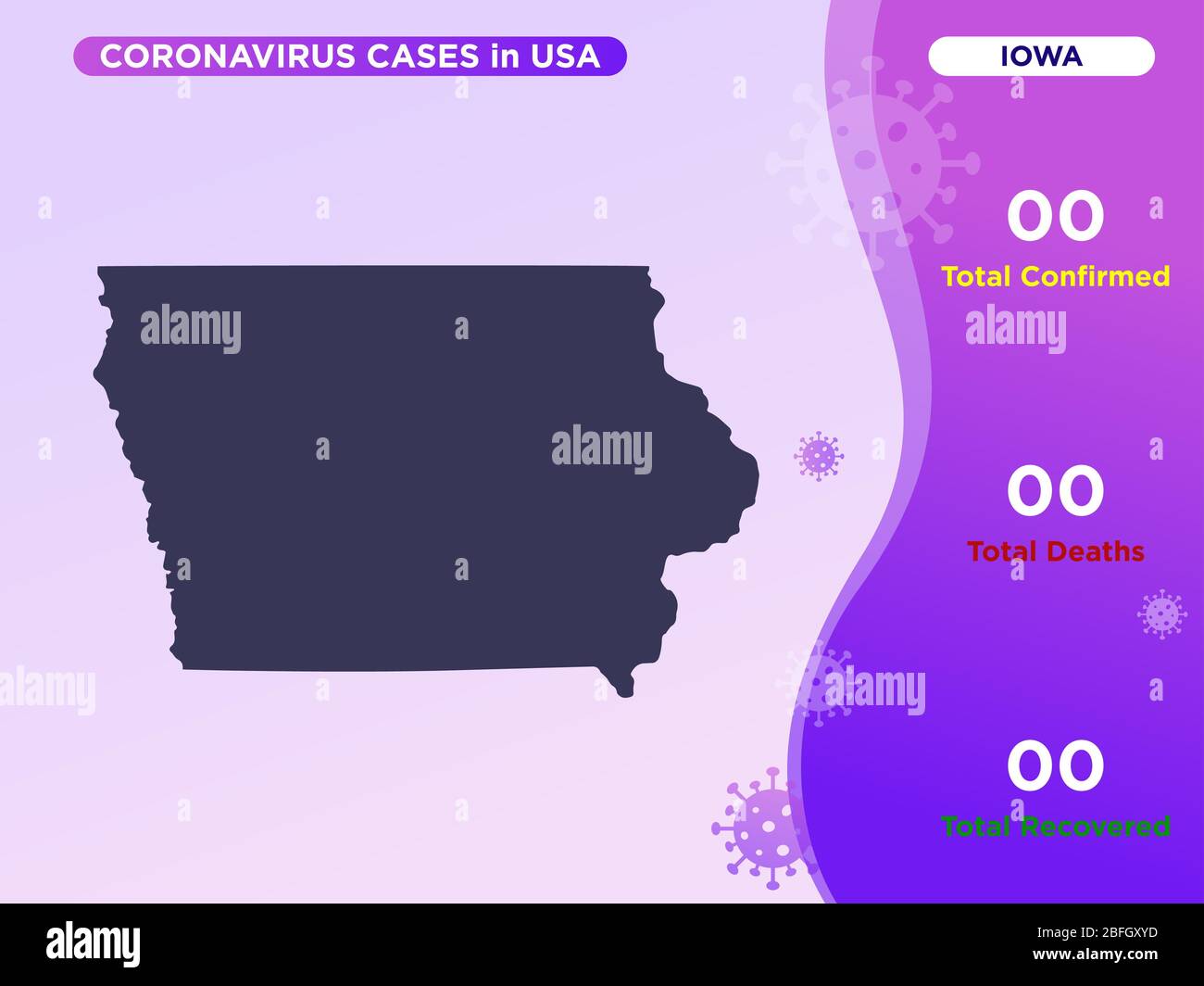 Iowa Map Covid-19, Corona Virus Infographic Vector Template Stock Photo ...