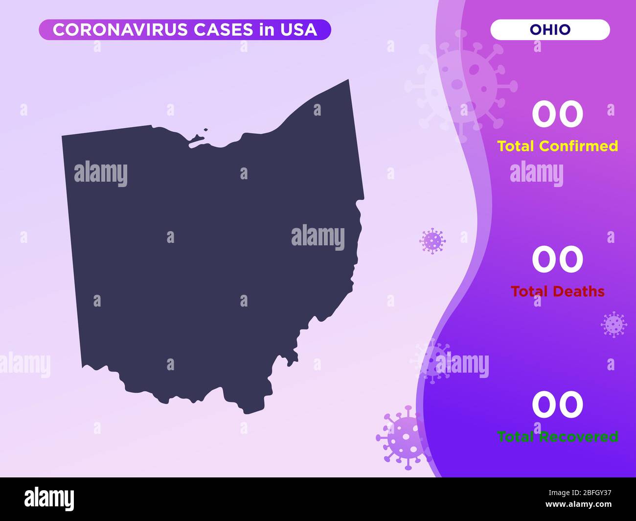 Ohio Map Covid-19, Corona Virus Infographic Vector Template Stock Photo ...