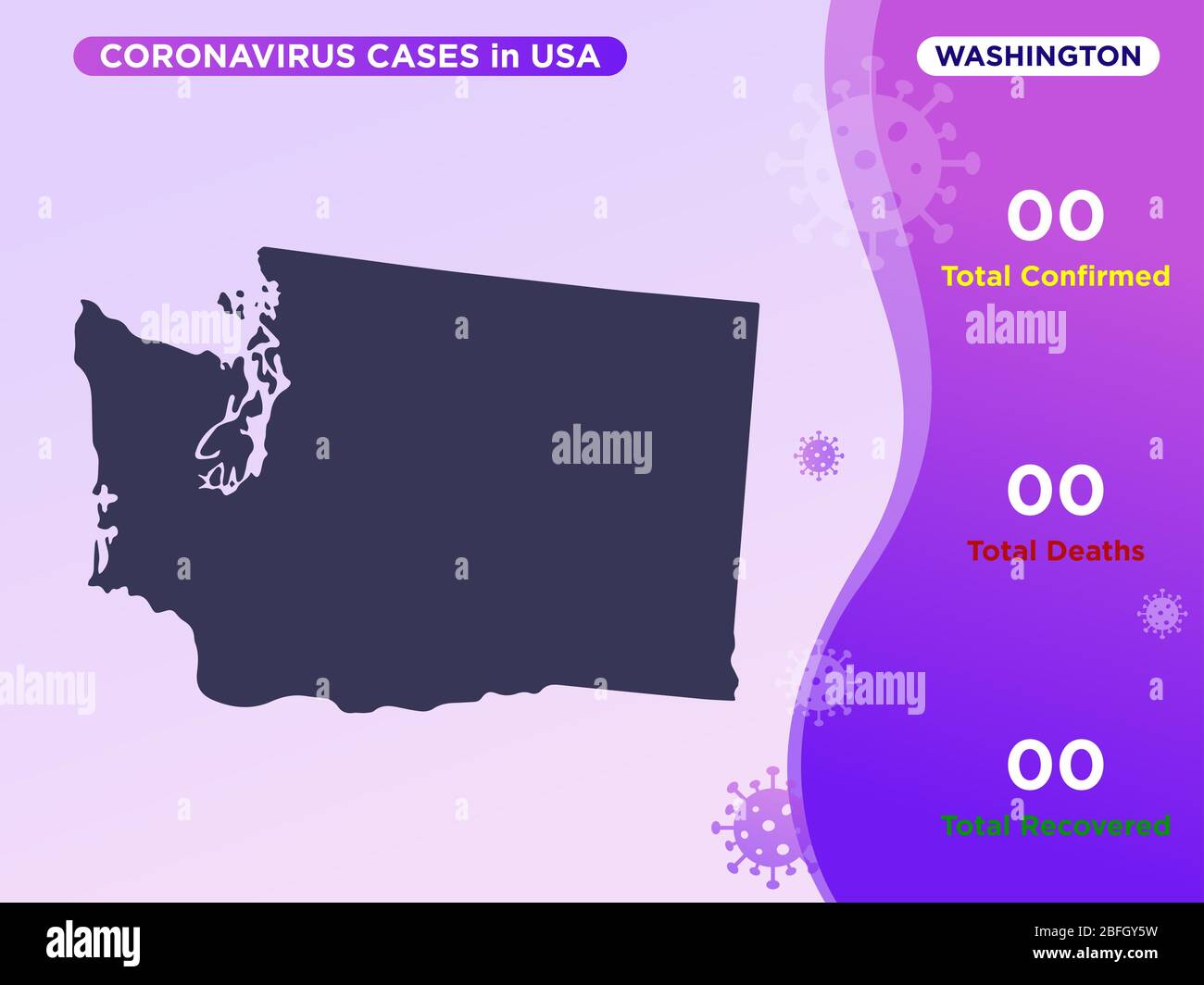 Washington Map Covid-19, Corona Virus Infographic Vector Template Stock ...