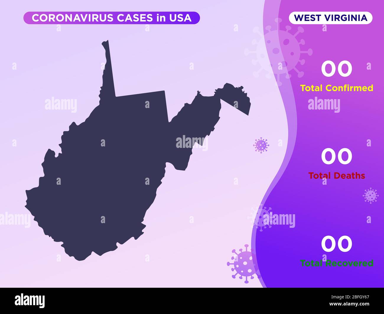 West Virginia Map Covid-19, Corona Virus Infographic Vector Template ...