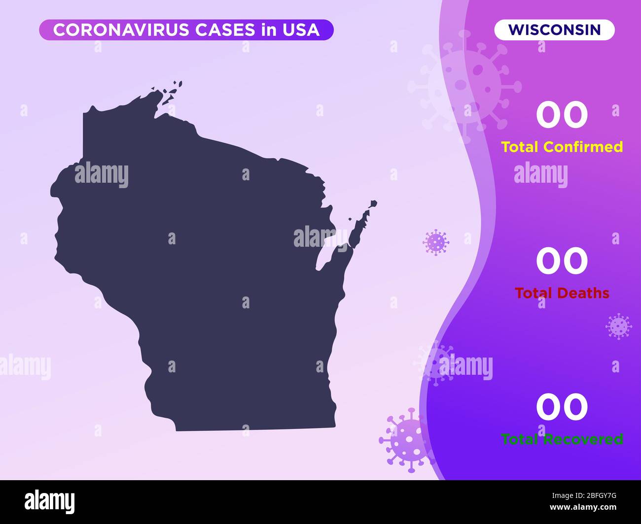 Wisconsin Map Covid-19, Corona Virus Infographic Vector Template Stock ...