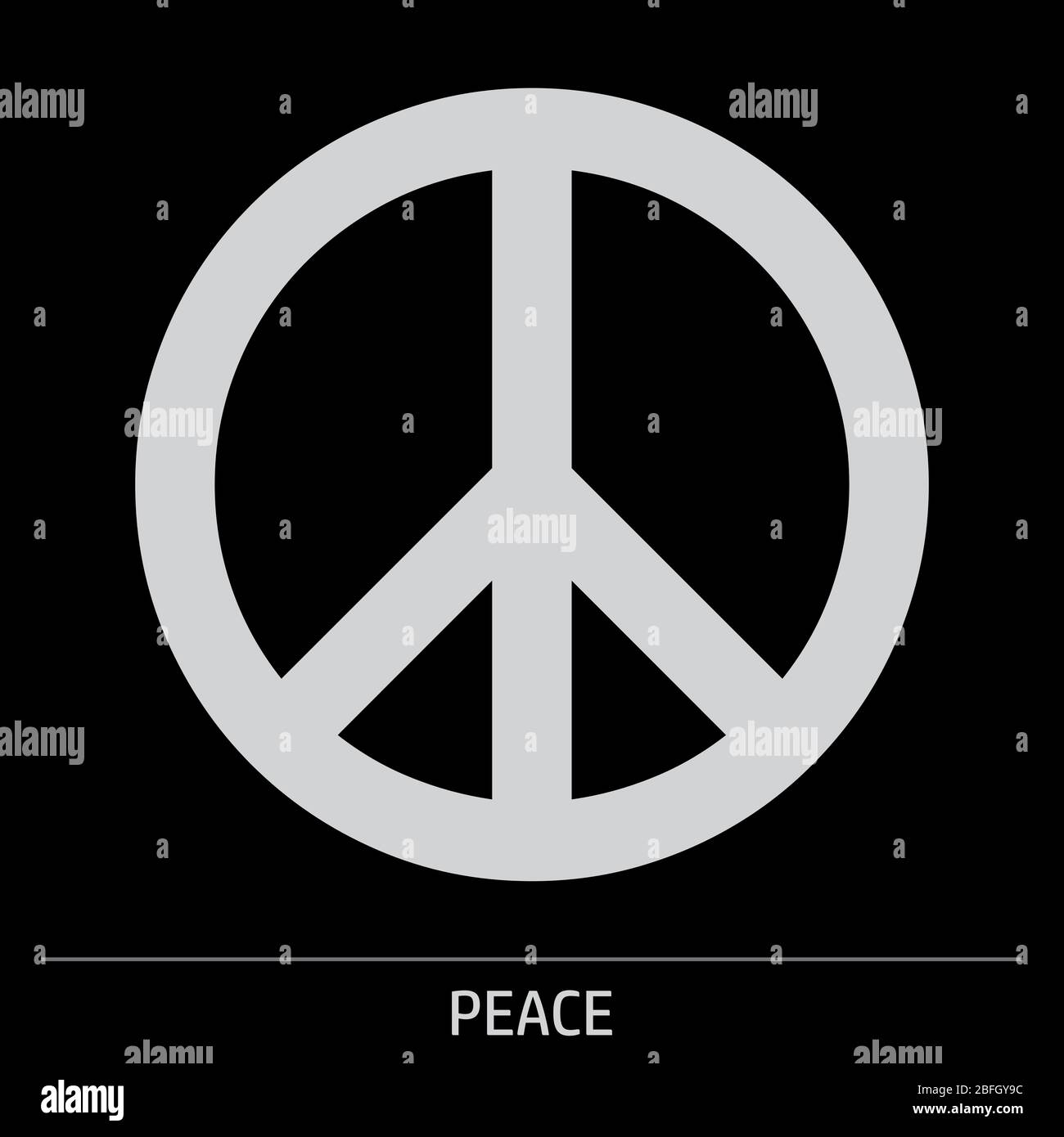 Peace icon illustration on gray background with label Stock Vector ...