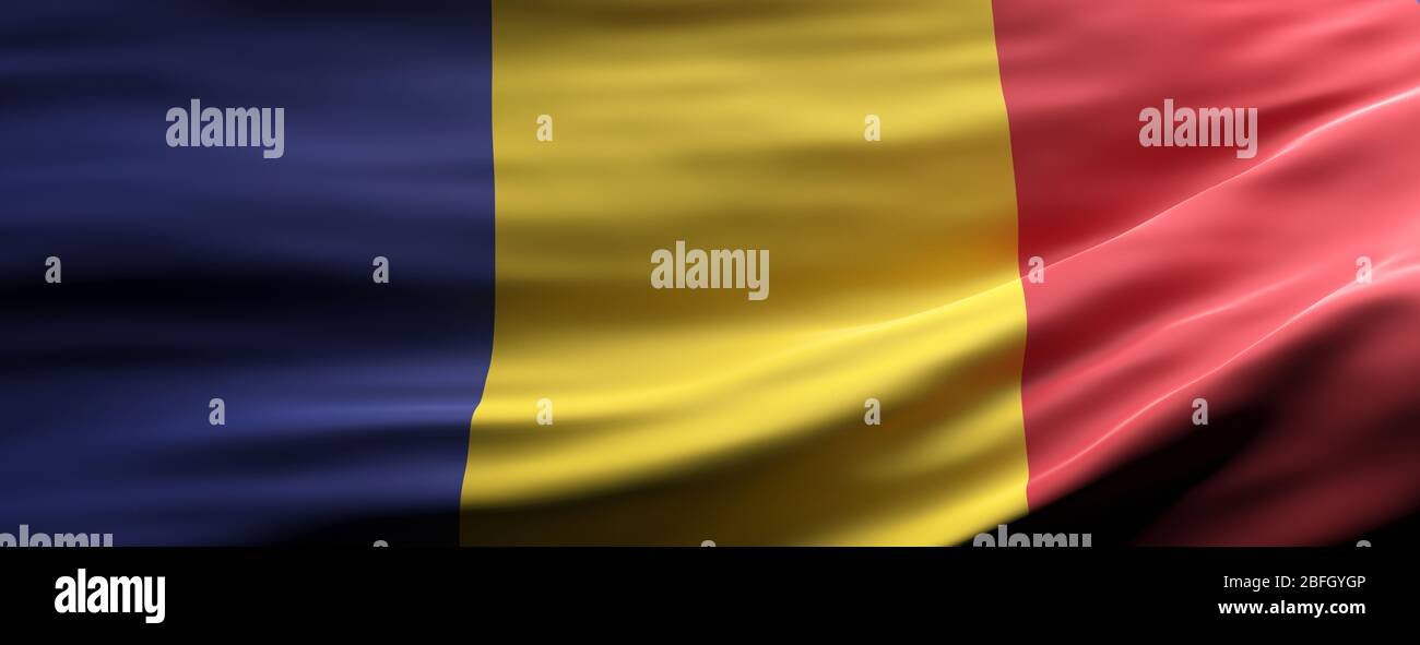Romania sign symbol, national flag waving texture background, language ...
