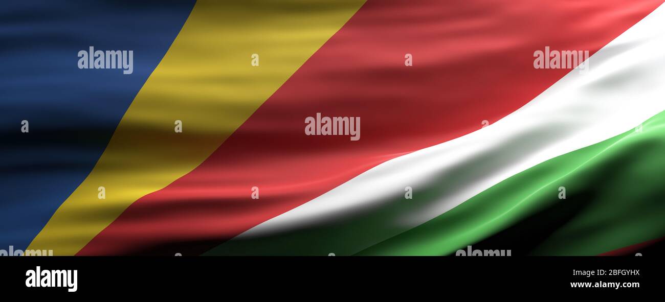 Seychelles sign symbol, national flag waving texture background ...