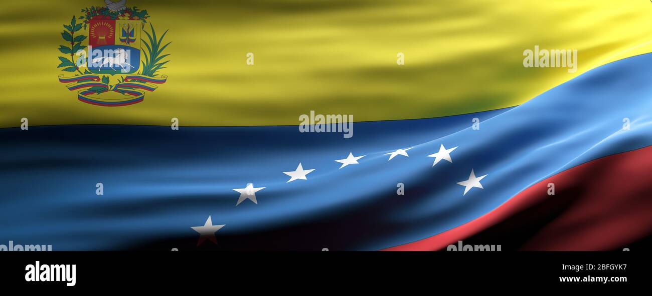 Venezuela sign symbol, national flag waving texture background ...