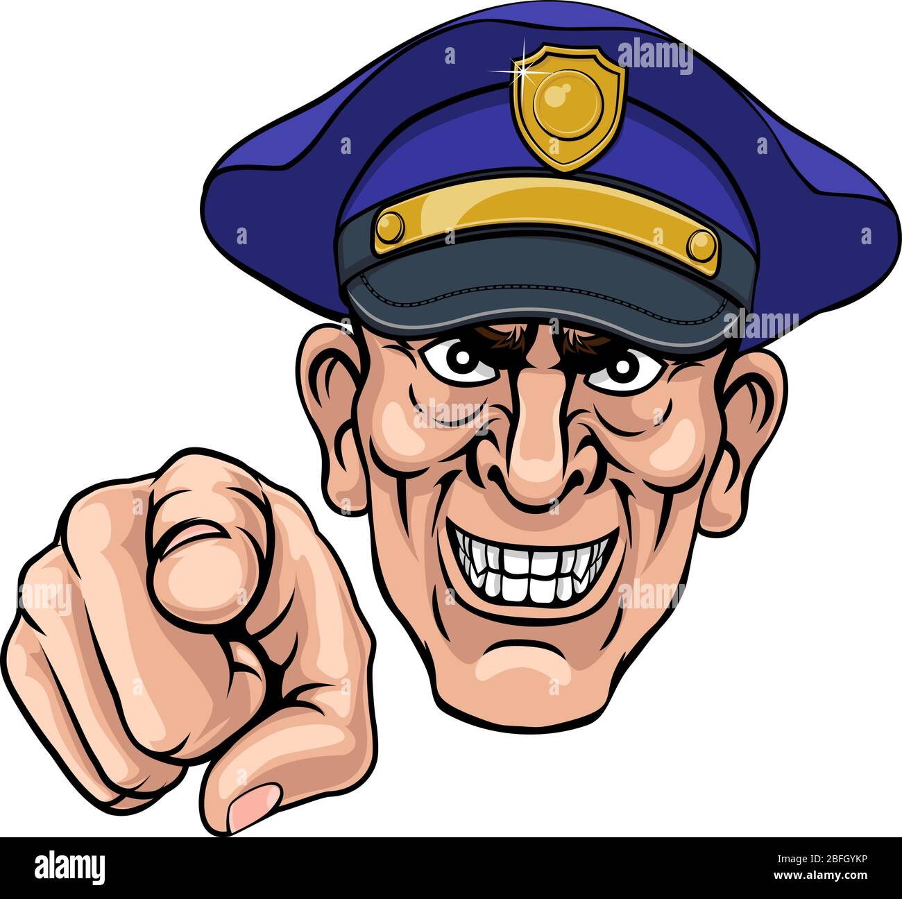 Policeman Mean Police Officer Ponting Cartoon Stock Vector Image & Art ...