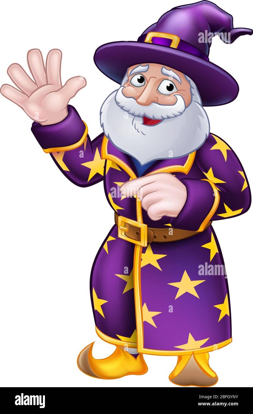 Pointing Wizard Cartoon Character Stock Vector Image & Art - Alamy