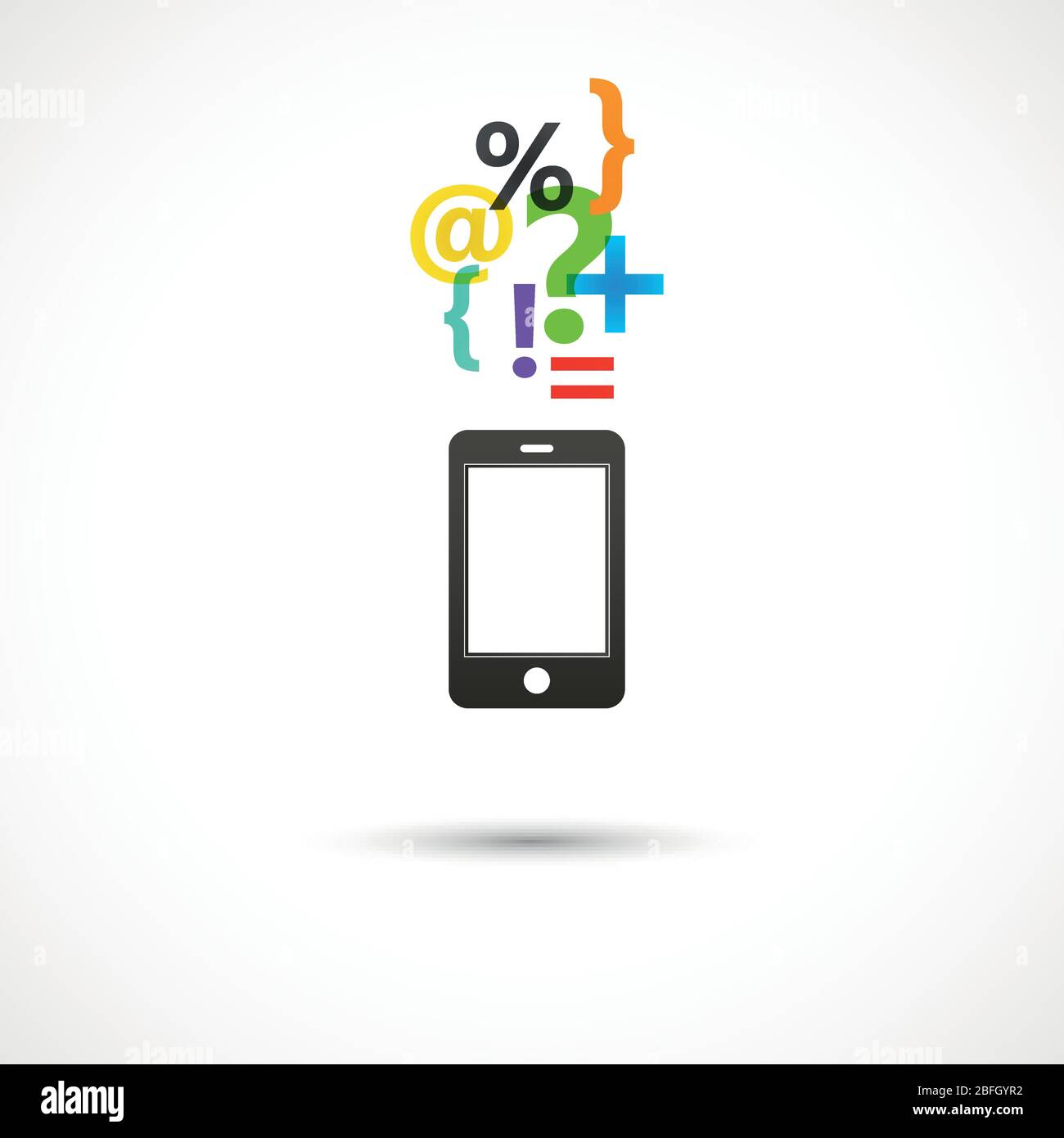 Vector black smartphone with abstract letters. Colorful logo design ...