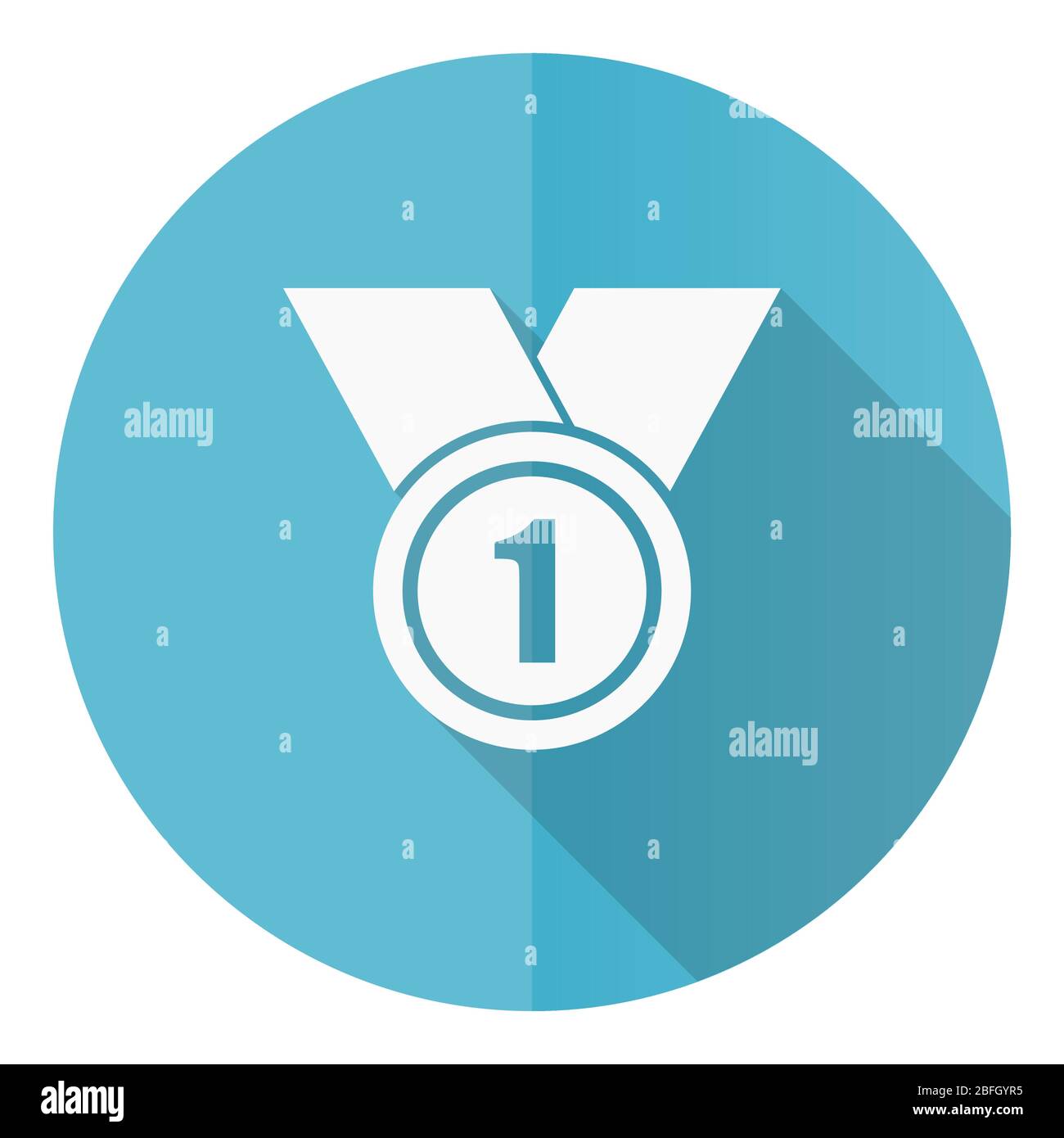 Badge blue round flat design vector icon isolated on white background ...