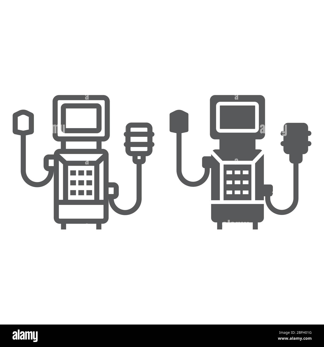 Medical ventilator line and glyph icon, breathing and health, oxygen ...