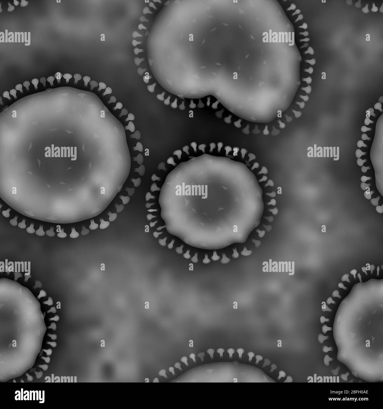 Coronavirus COVID-19 macro illustration, microscope view representation ...