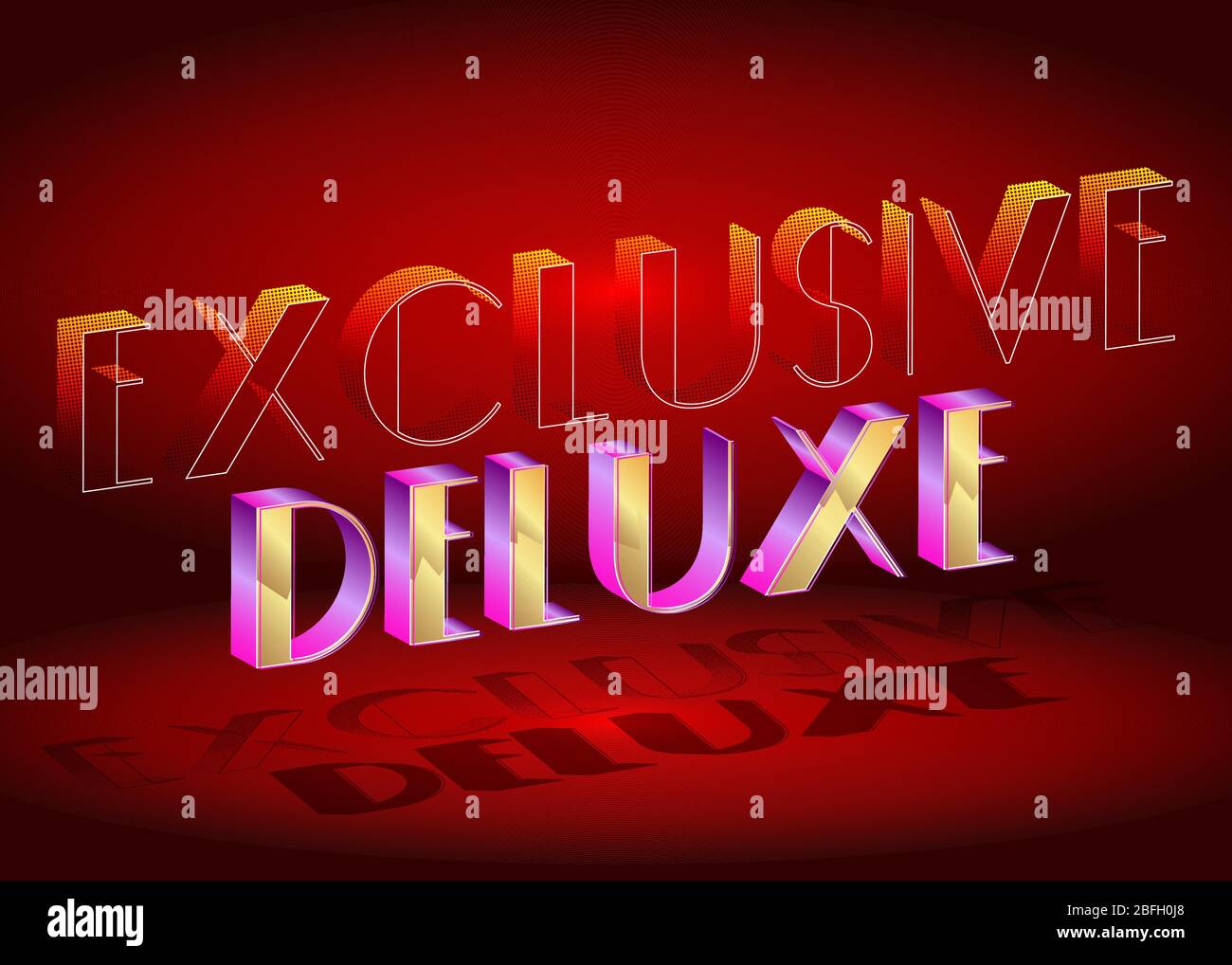 Art Deco Exclusive Deluxe text. Decorative poster, advertising banner ...