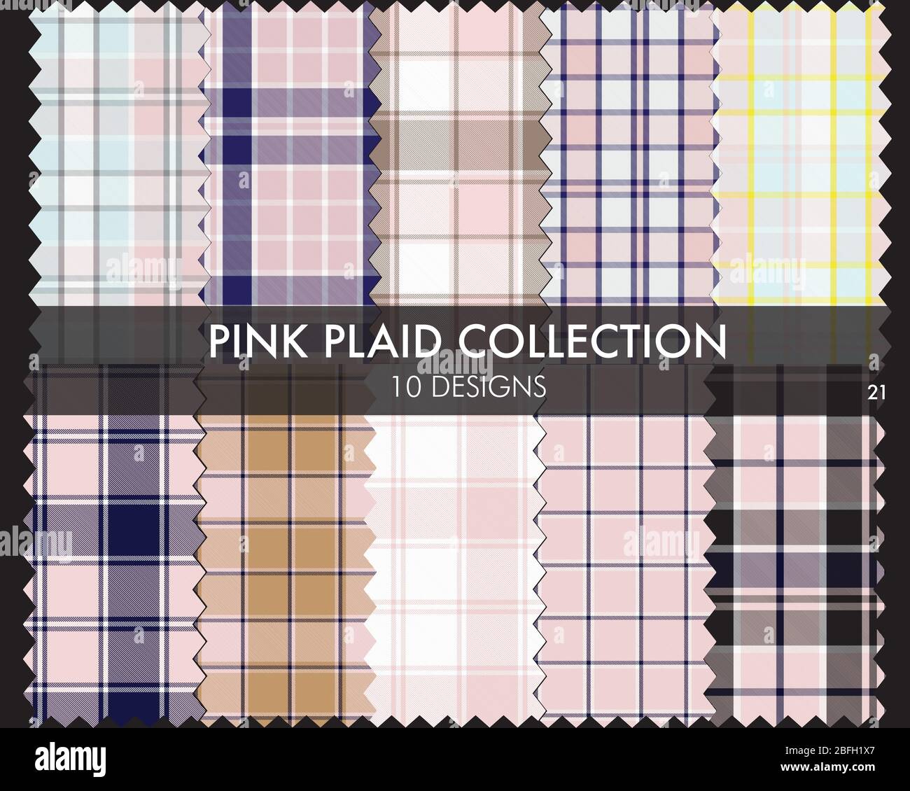 Pink Plaid, tartan seamless pattern collection includes 10 designs ...
