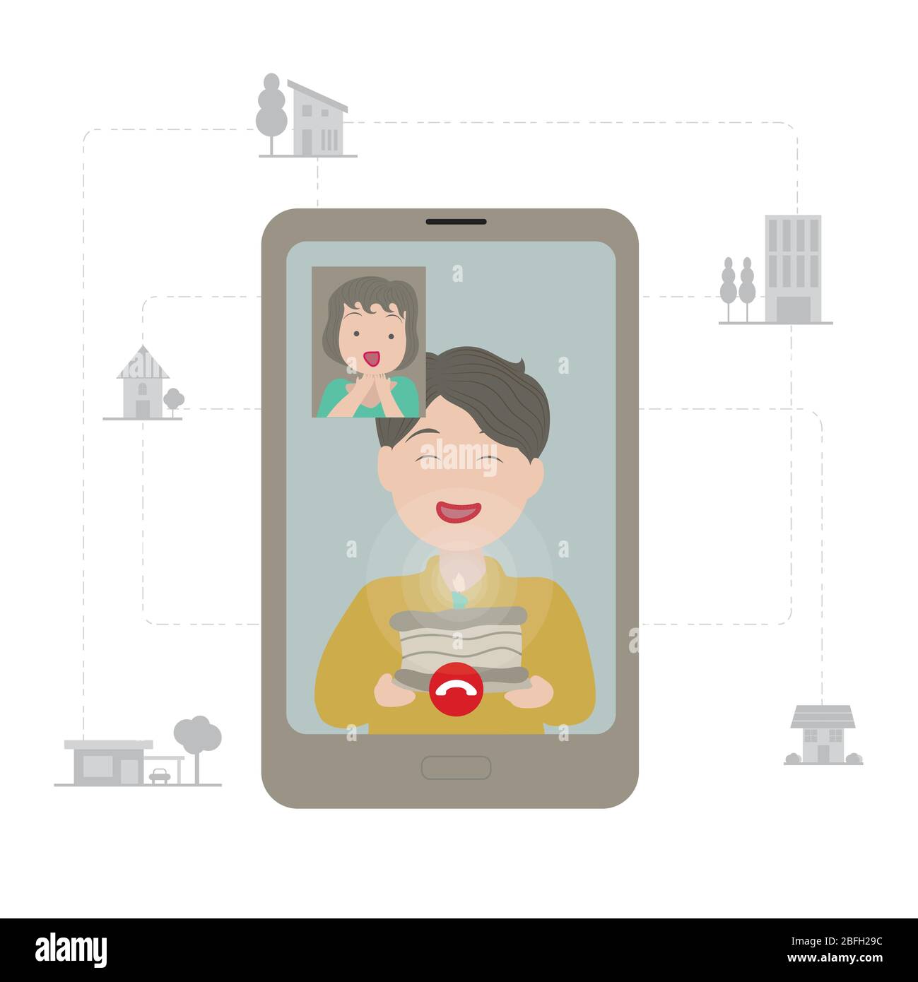 Mobile phone smartphone connected Cut Out Stock Images & Pictures - Alamy