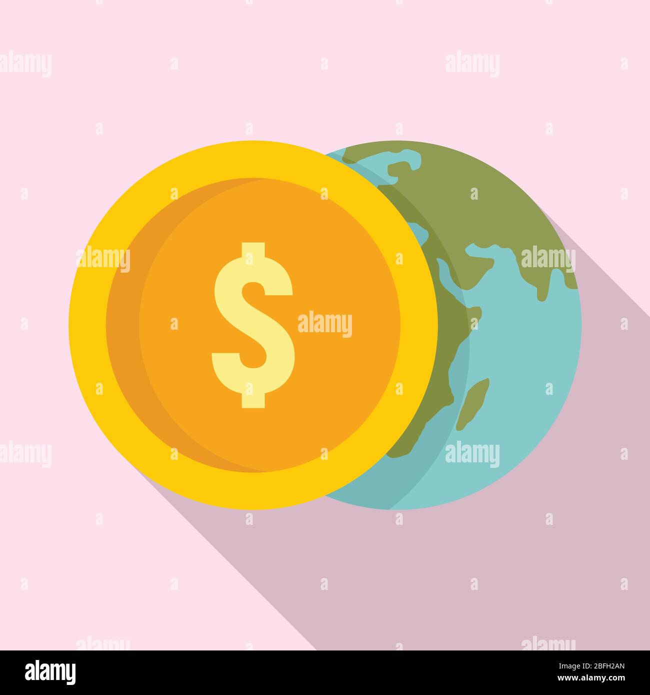 Global dollar transfer icon. Flat illustration of global dollar ...