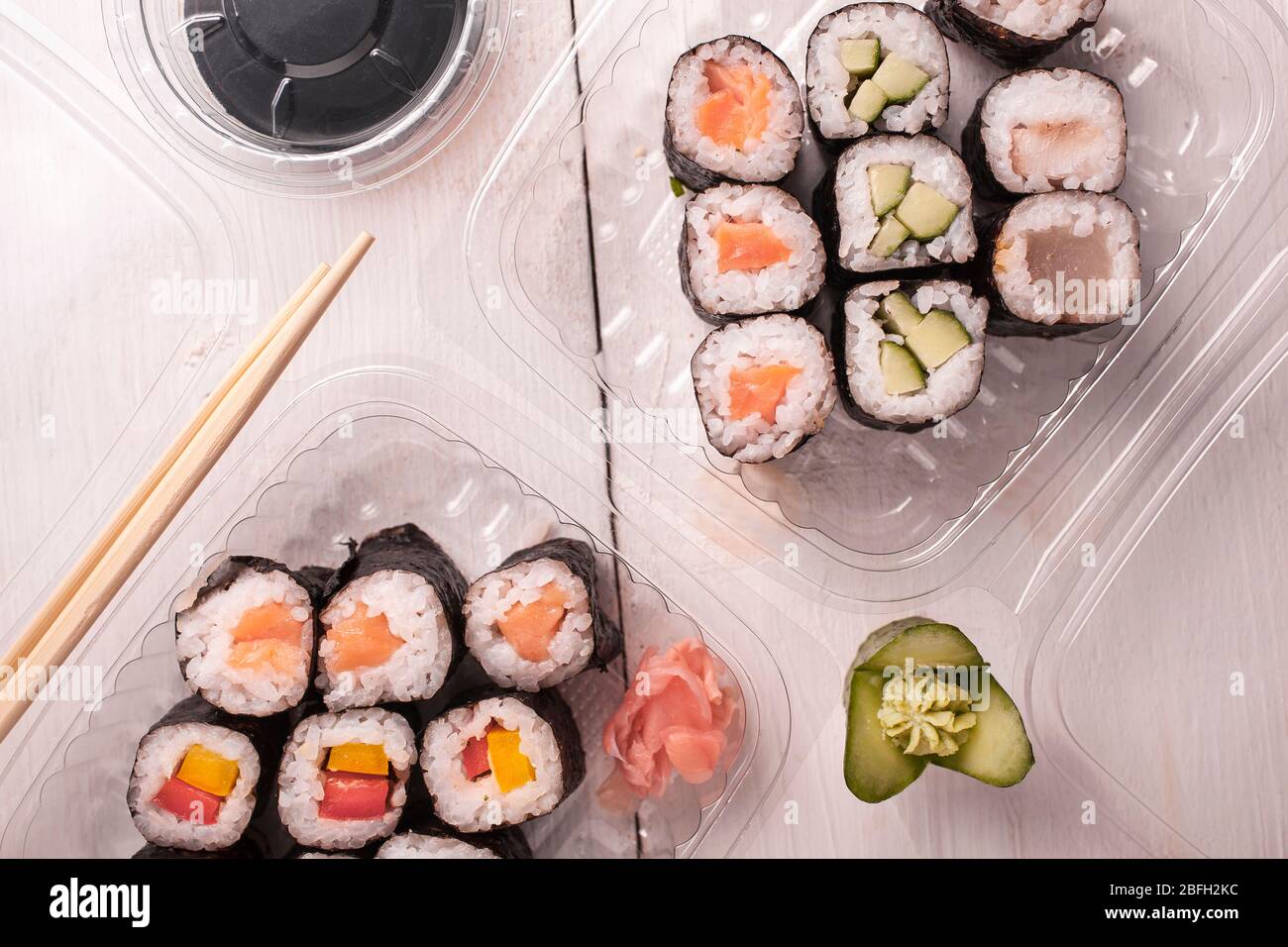 sushi in a plastic containers Stock Photo - Alamy