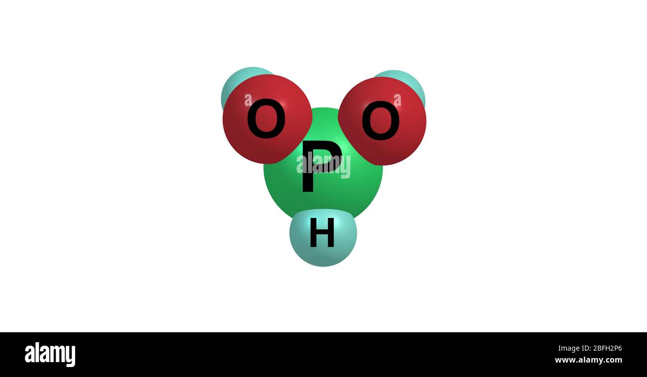 3D illustration of Phosphorous acid. It is the compound described by ...