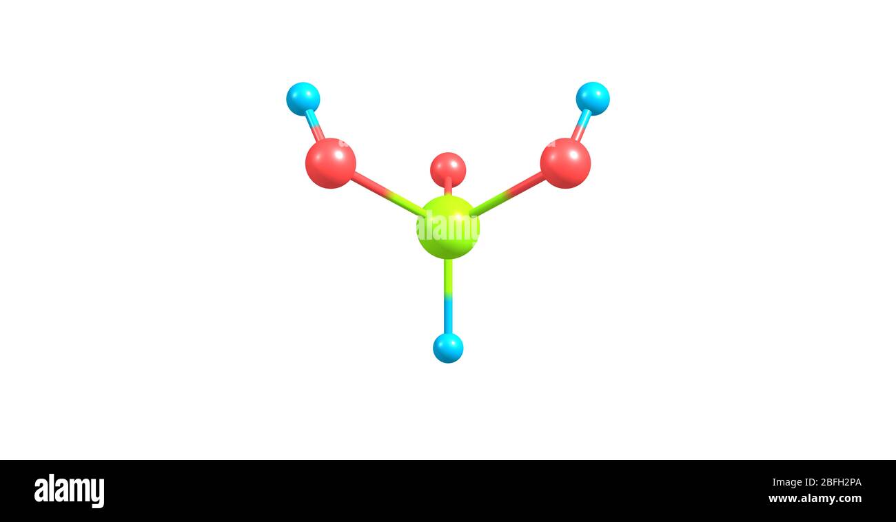 3D illustration of Phosphorous acid. It is the compound described by ...