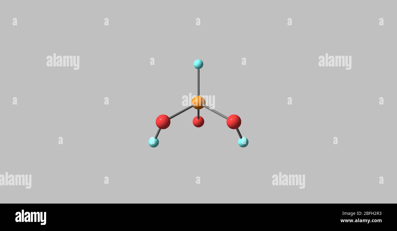 3D illustration of Phosphorous acid. It is the compound described by ...