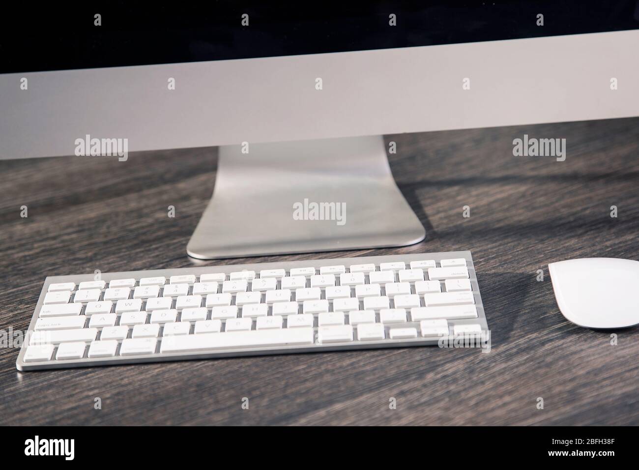 Office desk and technology top view Stock Photo - Alamy