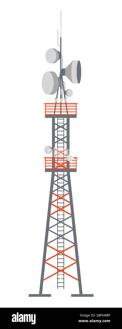 Tower station with antenna for receiving signals vector Stock Vector ...