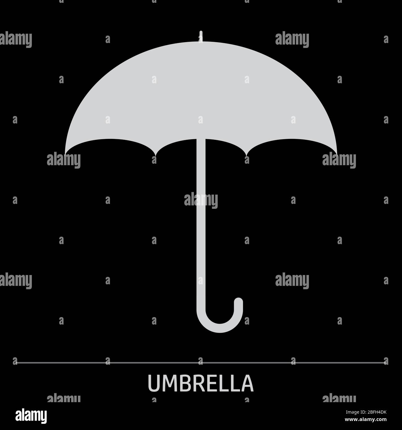 Umbrella Icon illustration on gray background with label Stock Vector ...